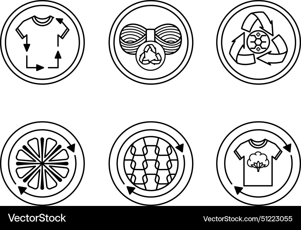 Recycled textile fiber icons labels tags Vector Image