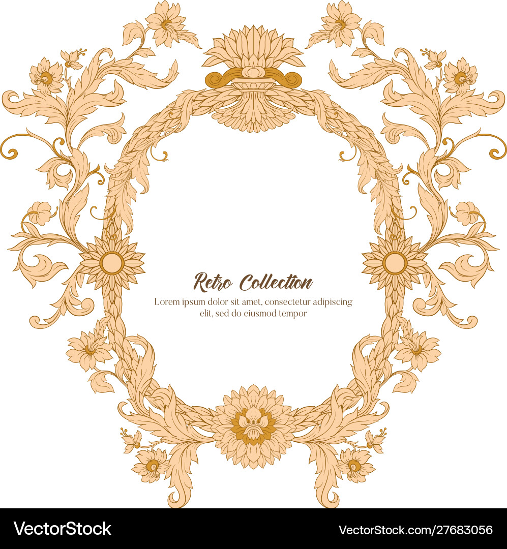 Border frame label in baroque rococo Royalty Free Vector