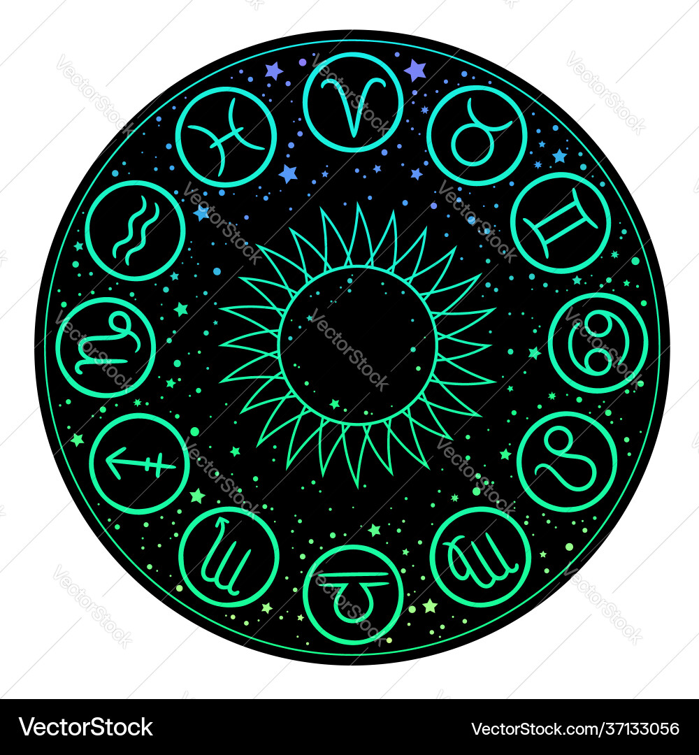 Bright round calendar zodiac signs Royalty Free Vector Image
