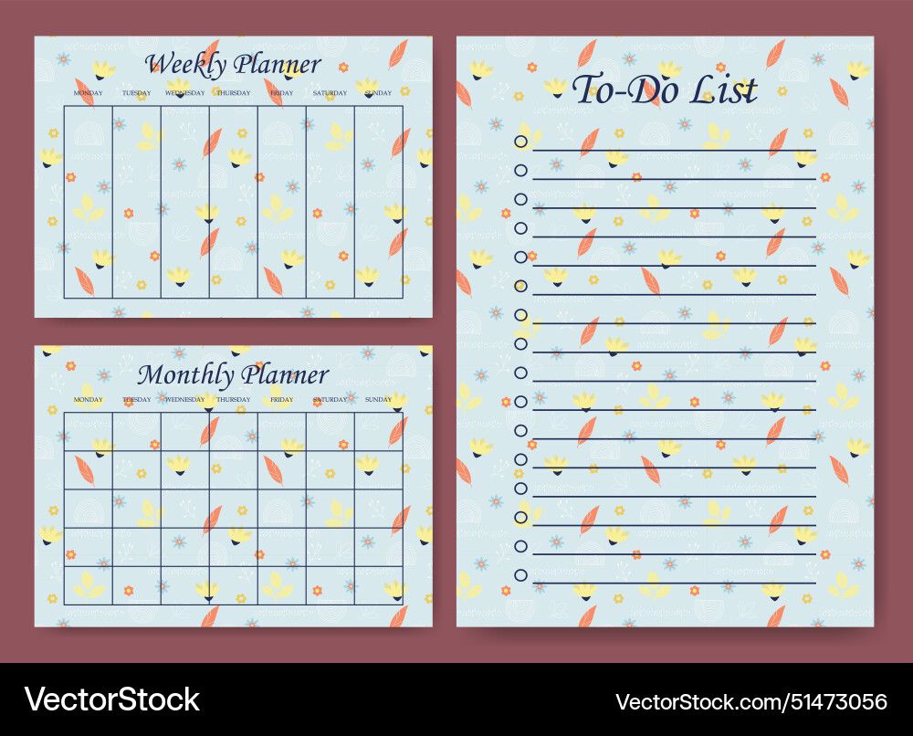 Business organizer blue paper sheets planners Vector Image