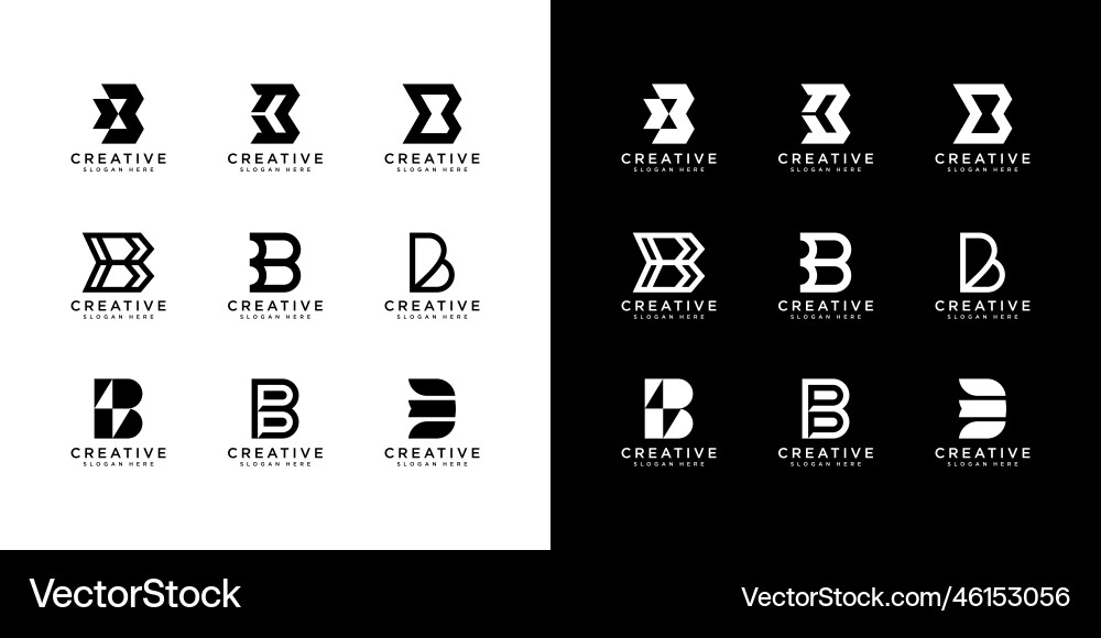 Capital letter b modern set for monogram logo Vector Image