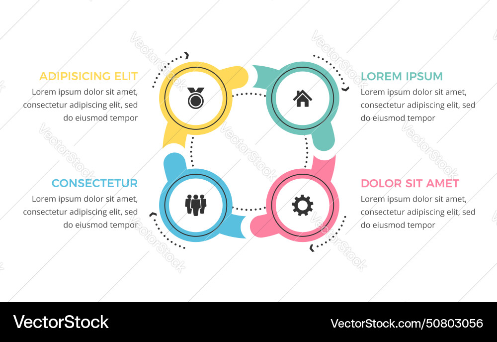 Circle diagram template - four elements Royalty Free Vector