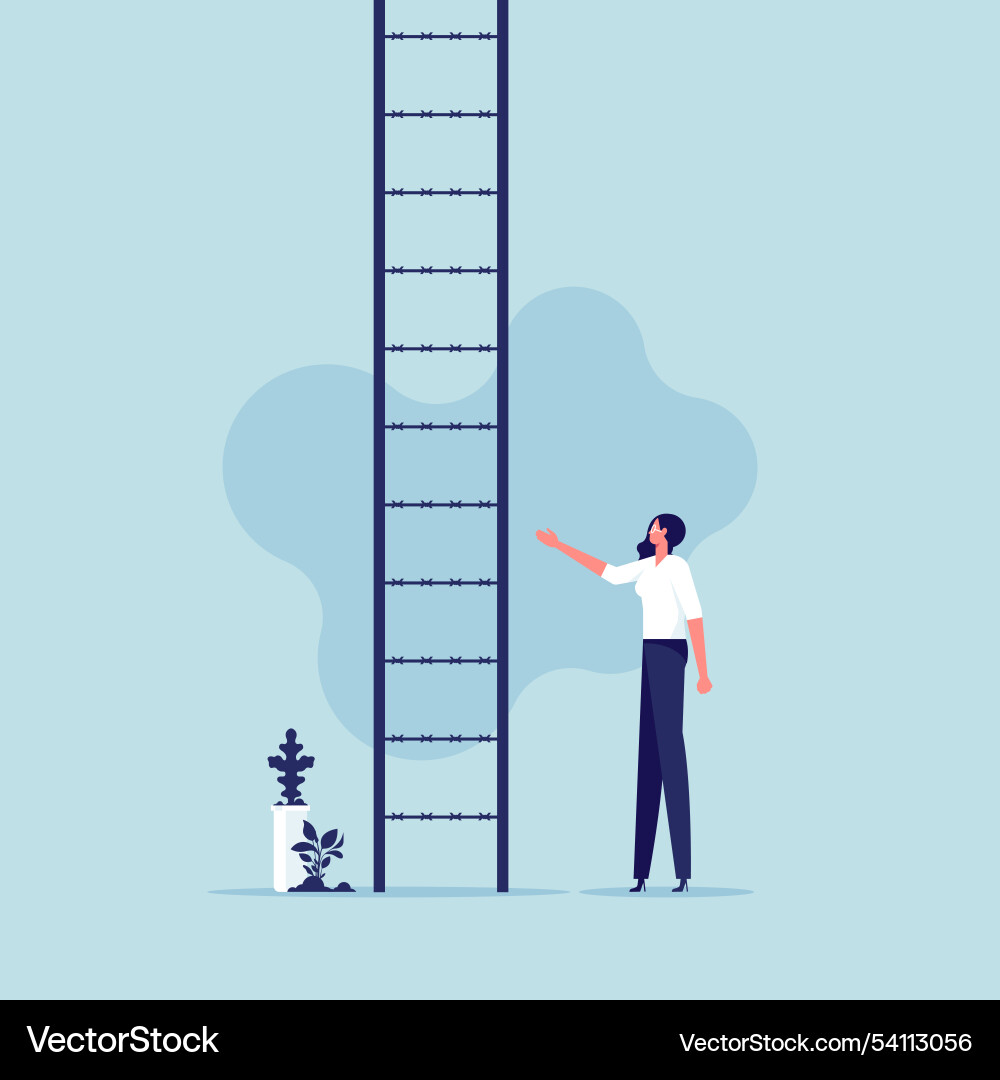 Climbing ladder with obstacle concept Royalty Free Vector
