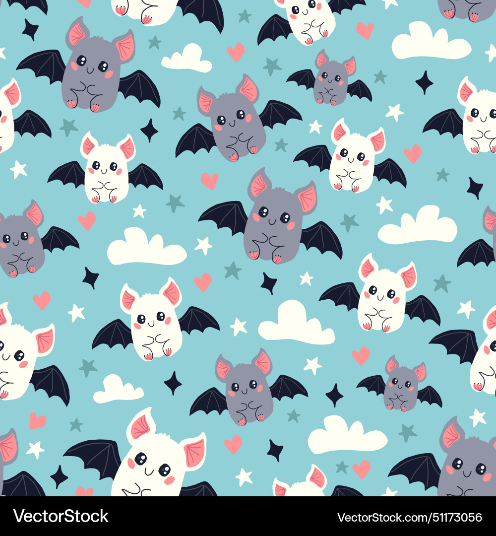 Cute cartoon bat pattern Royalty Free Vector Image