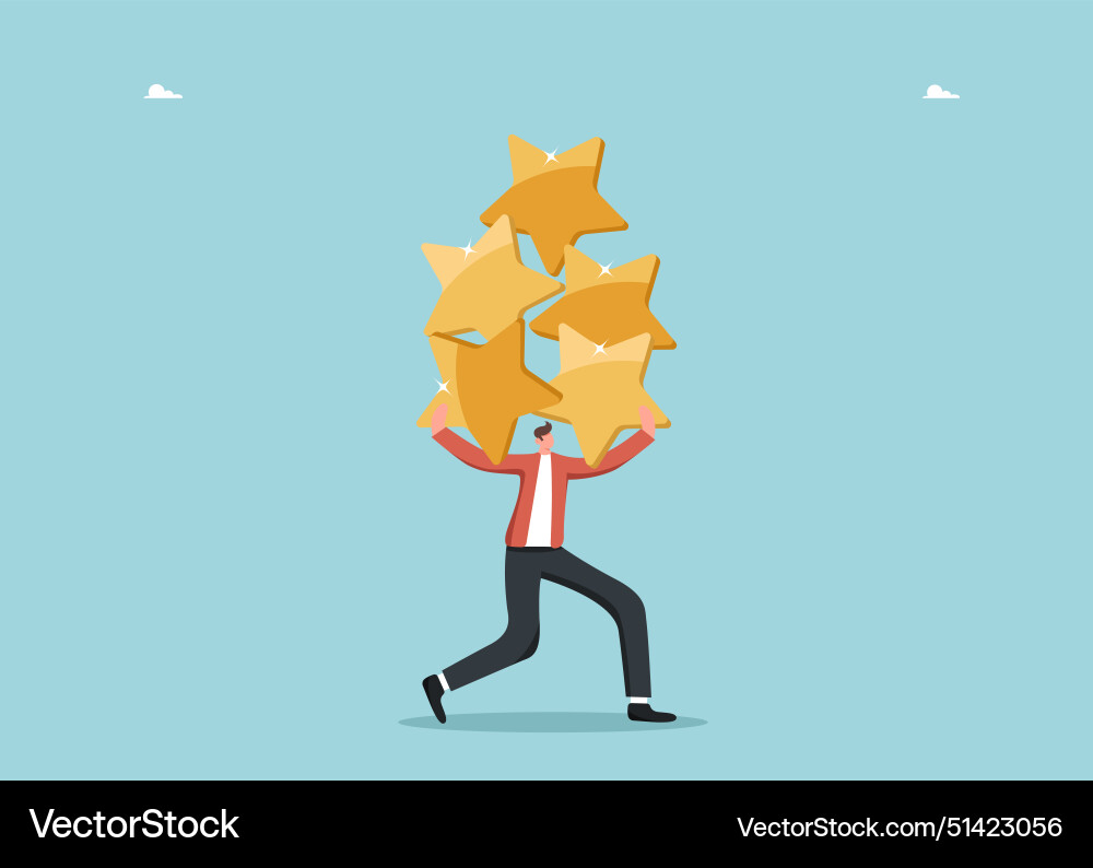 Man has hard time holding many stars Royalty Free Vector