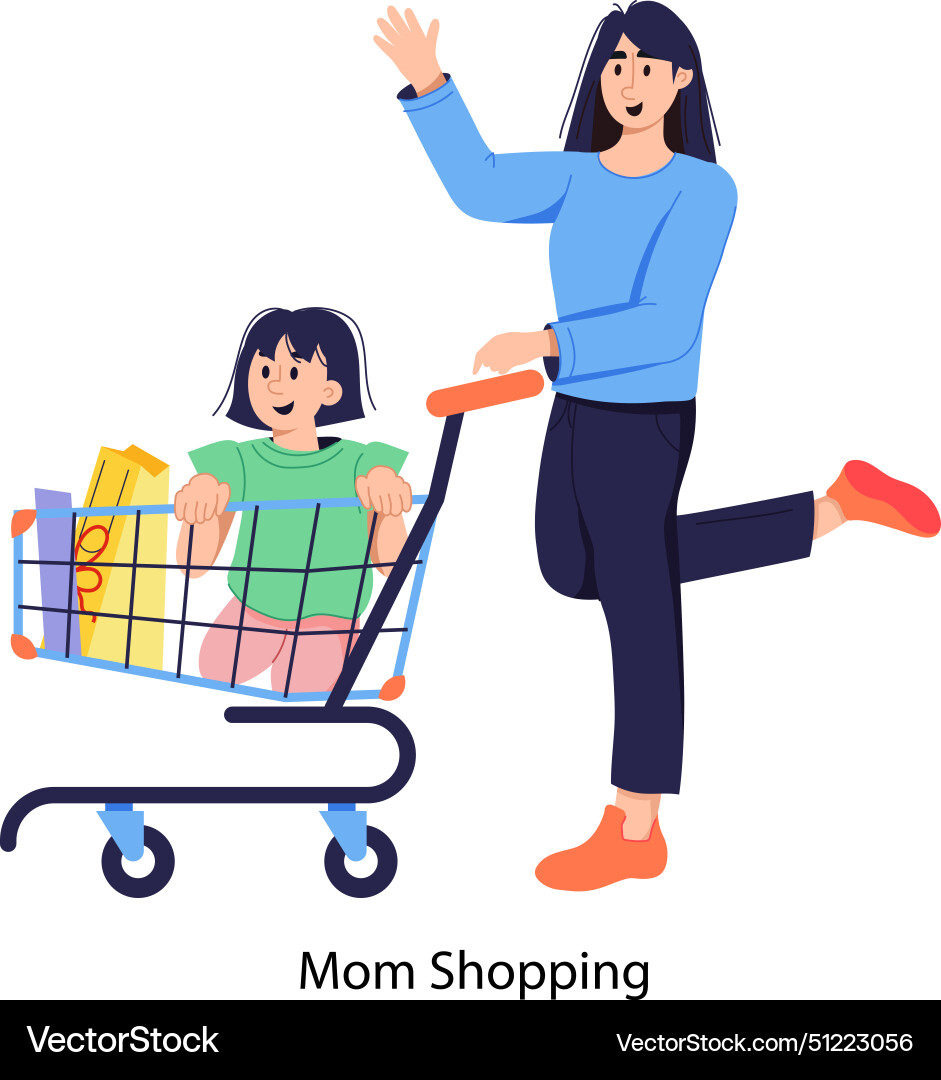 Mom shopping Royalty Free Vector Image - VectorStock