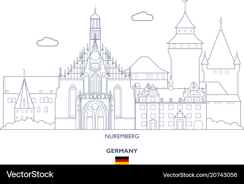 Nuremberg city skyline Royalty Free Vector Image