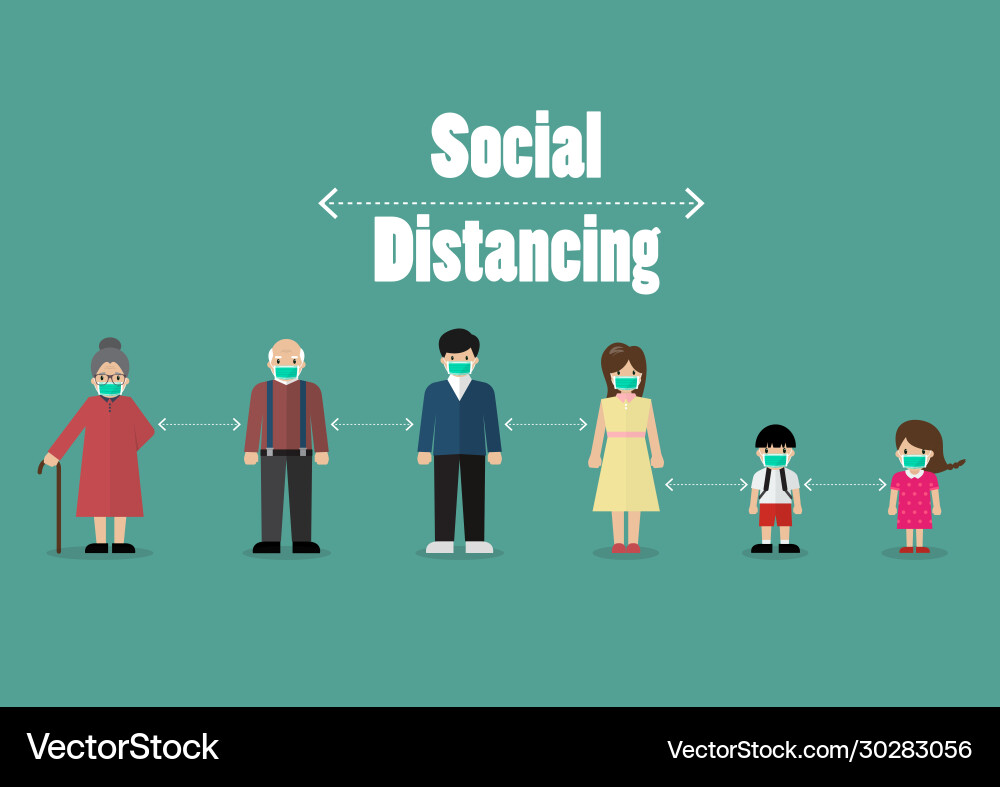 People keeping distance for infection risk Vector Image