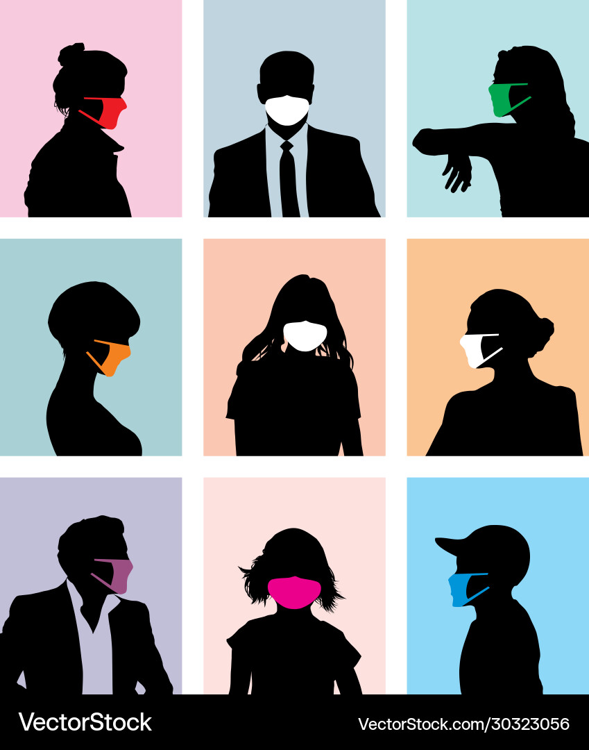 People with Masks - Viral Protection Royalty Free Vector