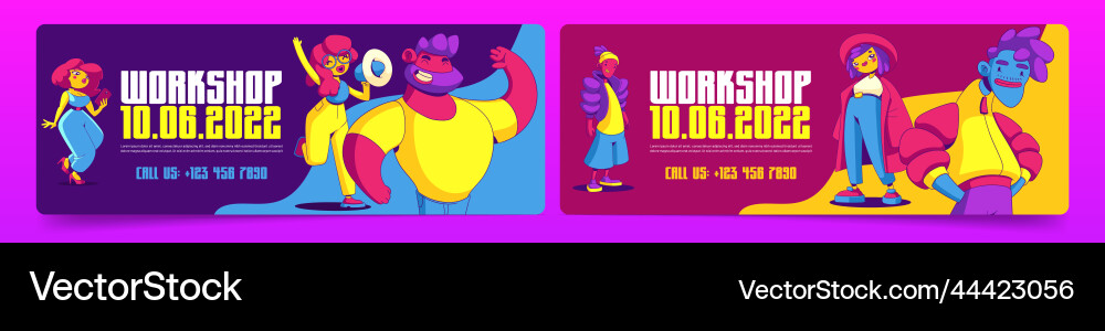 Set of workshop flyer templates design Royalty Free Vector