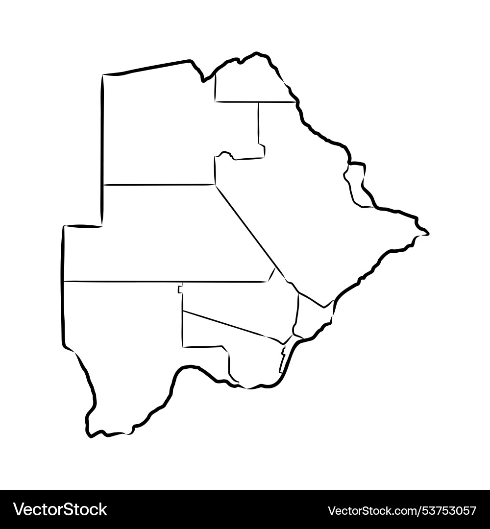 Botswana map with country borders thin black Vector Image
