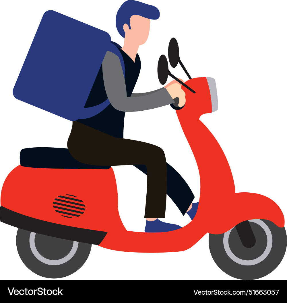 Delivery man riding a red scooter Royalty Free Vector Image