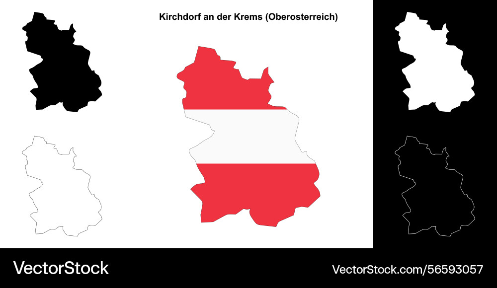 Kirchdorf an der krems outline map Royalty Free Vector Image