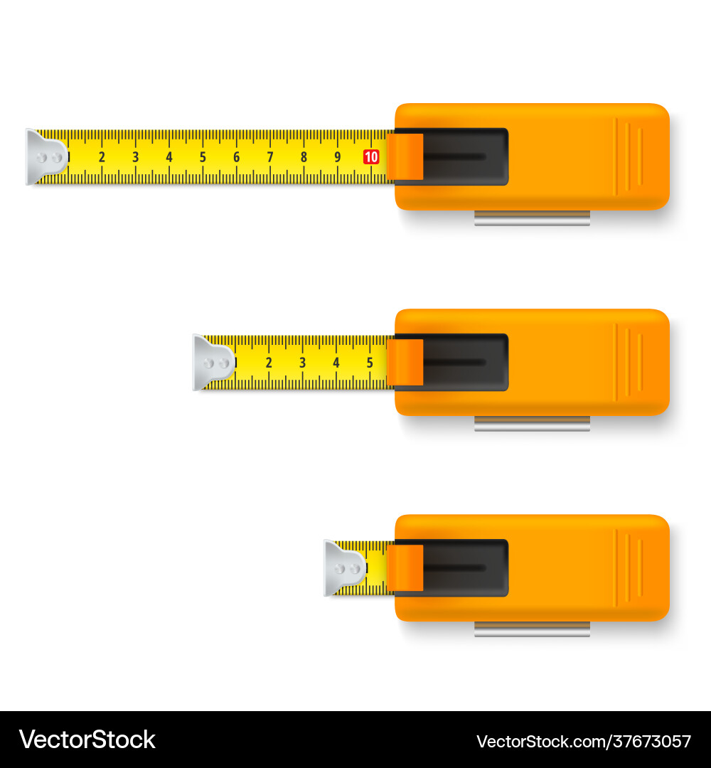 Realistic measuring tape tool set Royalty Free Vector Image