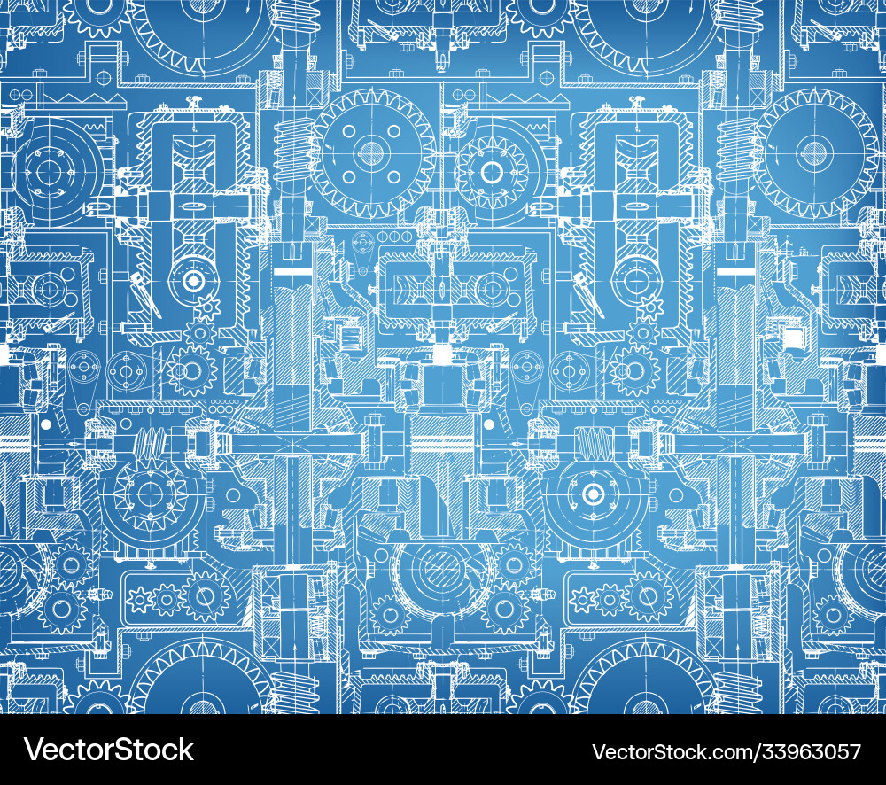 Seamless technical pattern blueprint Royalty Free Vector