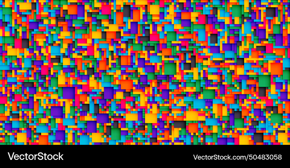 Colorful randomly stacked rainbow rectangles Vector Image