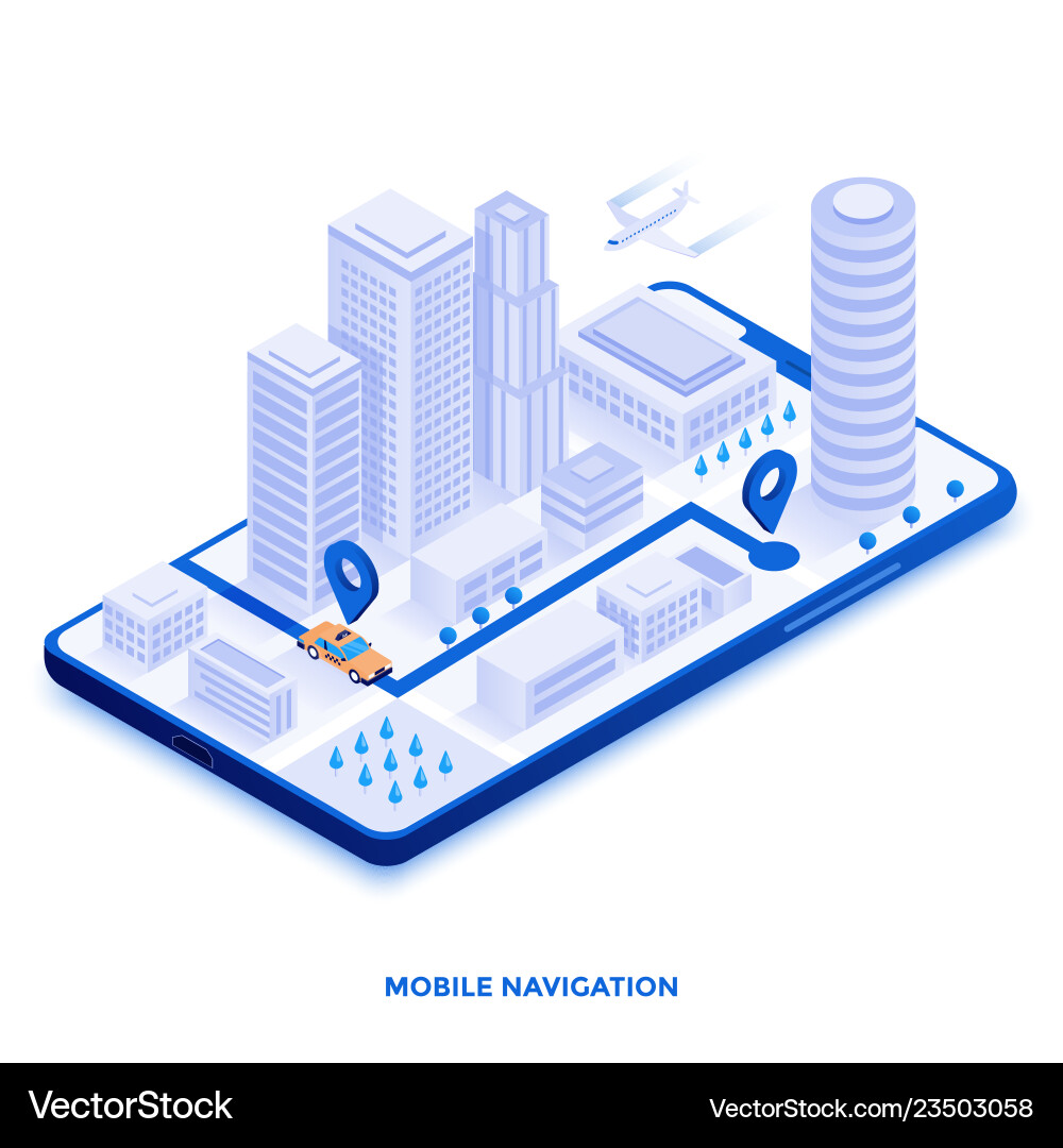 Flat color modern isometric design - mobile Vector Image