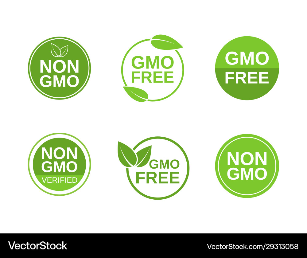 Non gmo label set free icons no design Royalty Free Vector