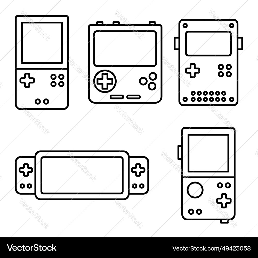 Portable handheld retro gaming console outline Vector Image
