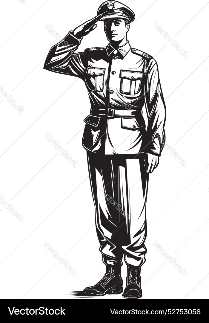 Respect rendered saluted soldier icon design Vector Image