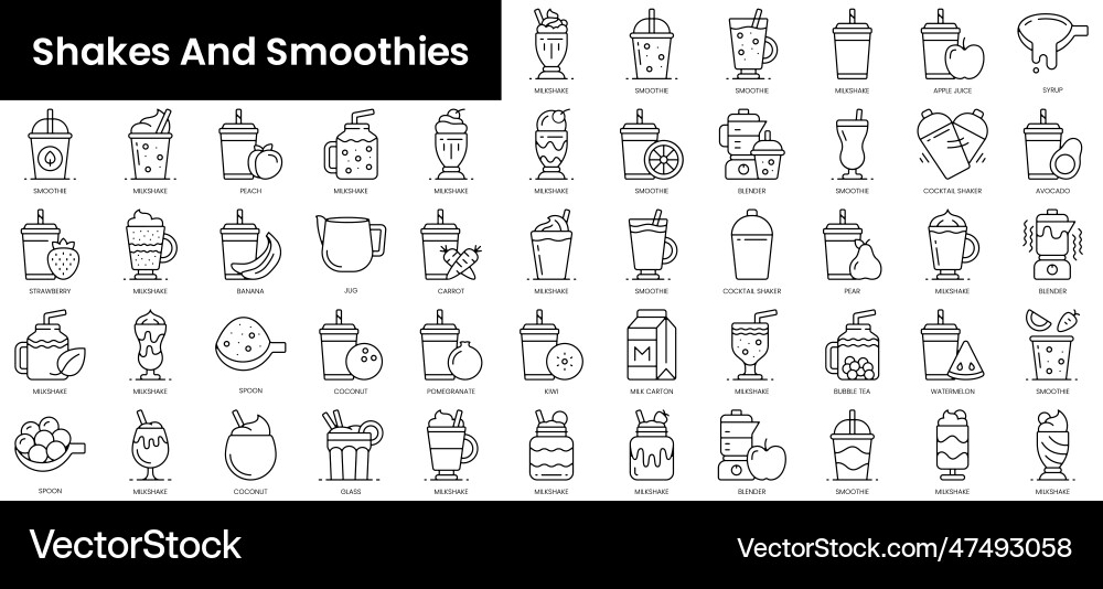 Smoothie & Shake Icons Set Royalty Free Vector Image