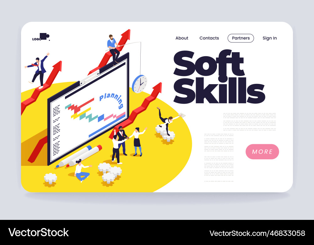 Soft skills isometric banner Royalty Free Vector Image