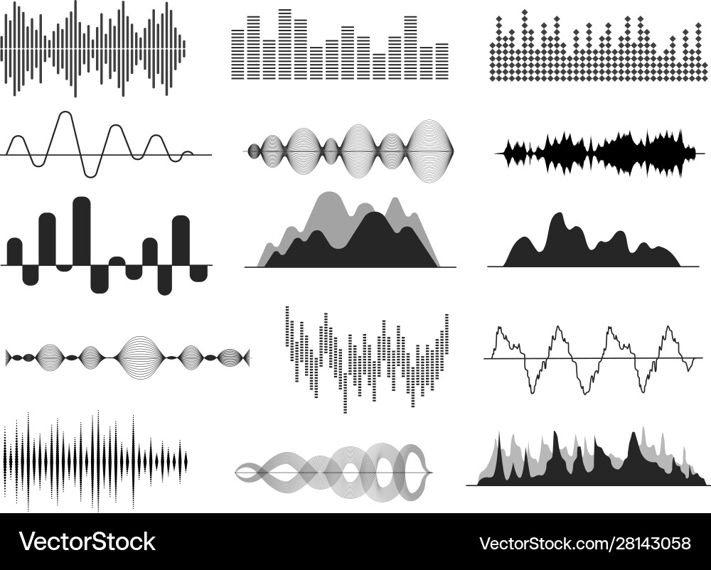 Sound waves music wave audio frequency waveform Vector Image