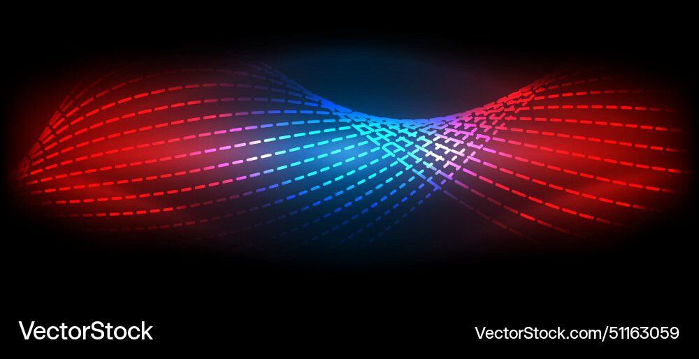 A red and blue glowing wave on black background Vector Image
