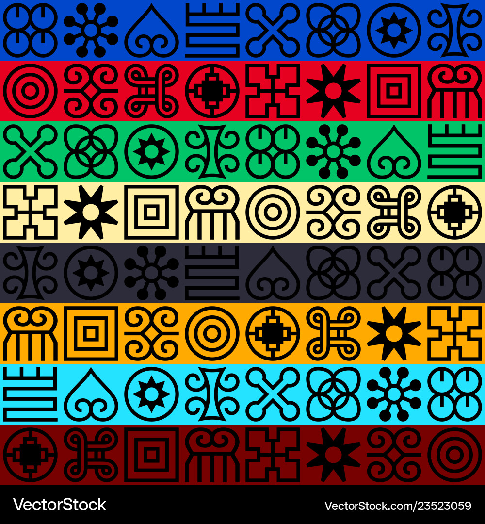 African Adinkra Pattern - Black & White Vector Image