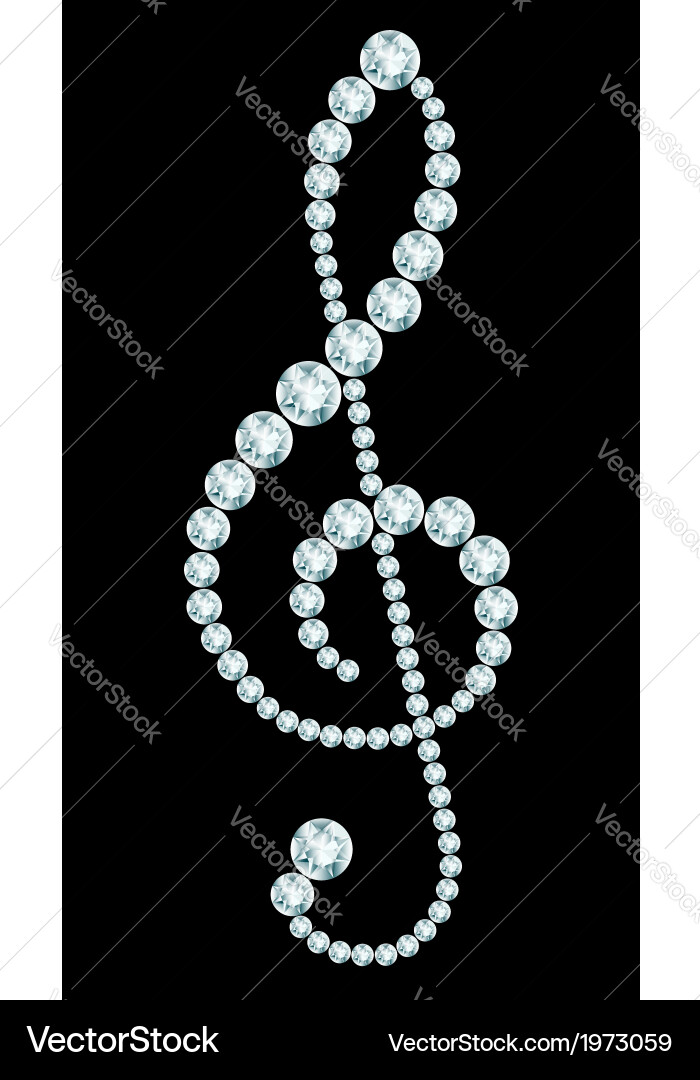 Diamond treble clef sign Royalty Free Vector Image
