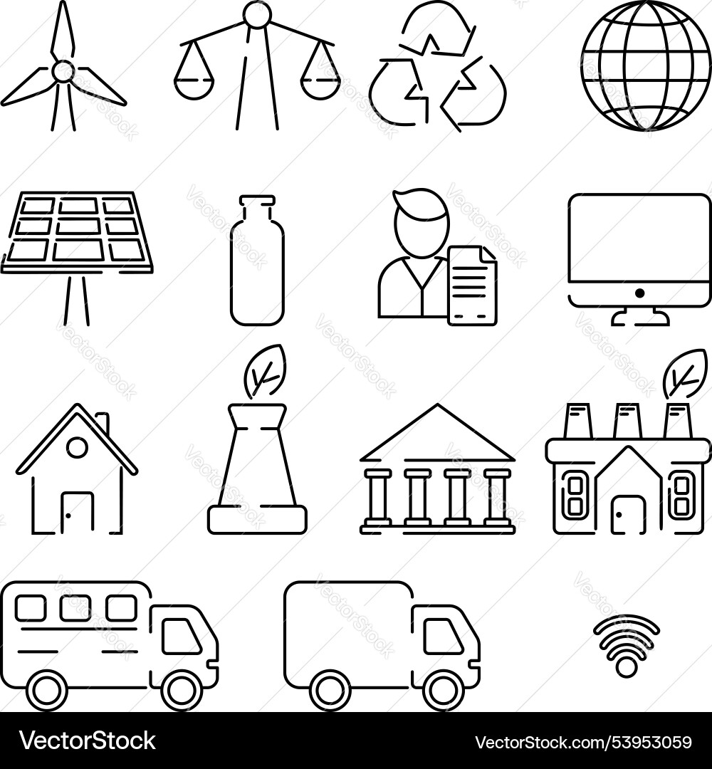 Esg renewable energy elements set Royalty Free Vector Image