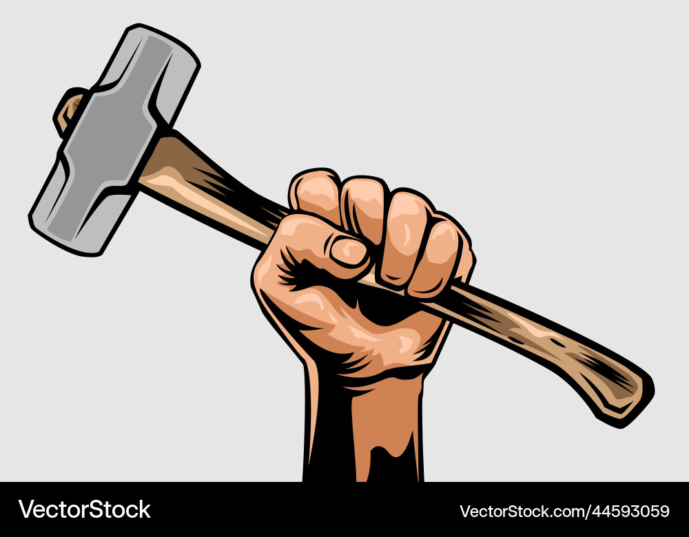 Hand holding hammer Royalty Free Vector Image - VectorStock