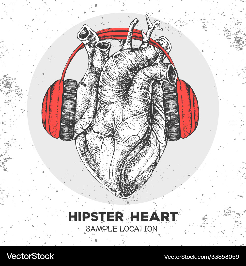 Human heart with headphones Royalty Free Vector Image