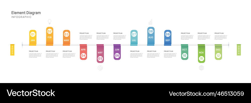 Infographic template for business 12 months Vector Image