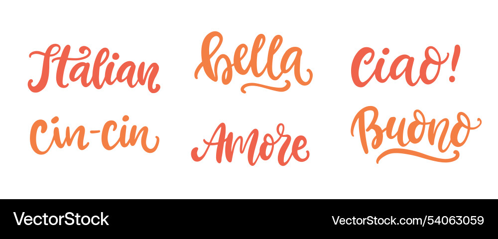 Italian modern calligraphy hand lettering set Vector Image