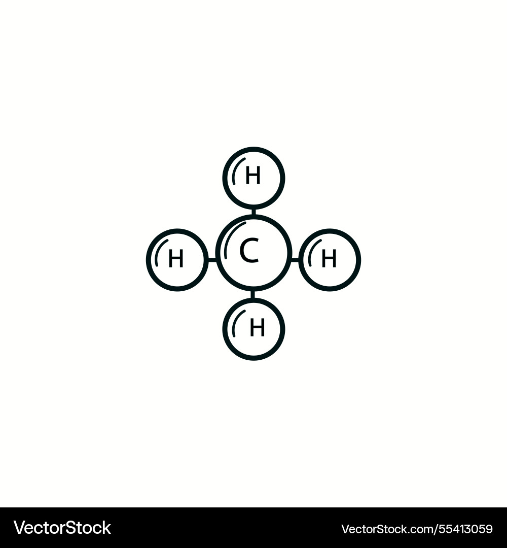 Methane atomic molecule structure icon Royalty Free Vector