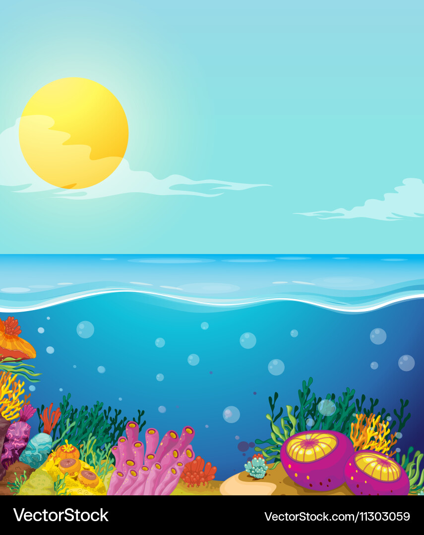 Scene of ocean and underwater Royalty Free Vector Image
