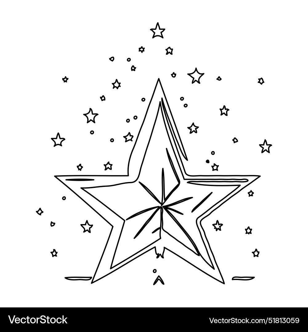 Star winter outline sketch Royalty Free Vector Image