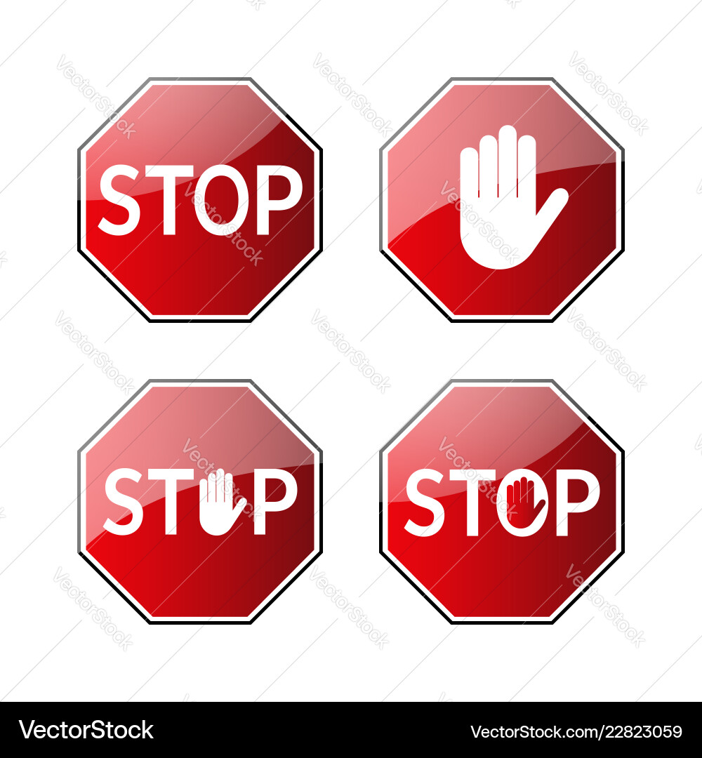 Stop traffic road signs set Royalty Free Vector Image