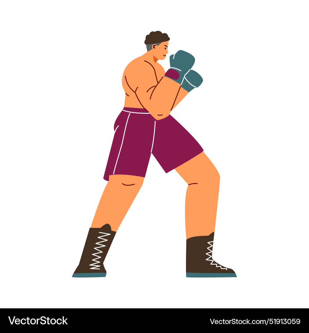 Strong professional man boxer fighter exercising Vector Image
