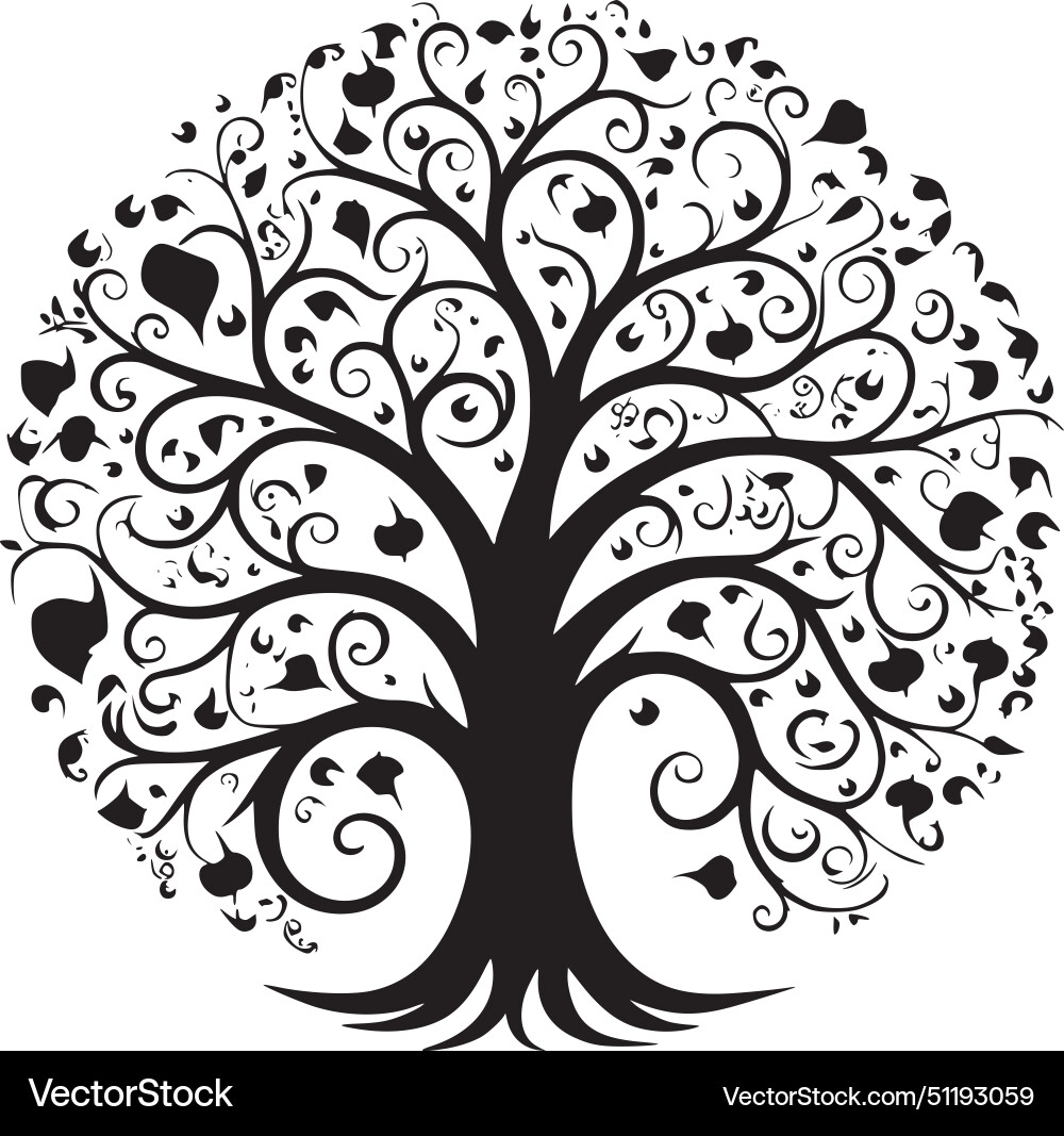 Tree - black and white Royalty Free Vector Image