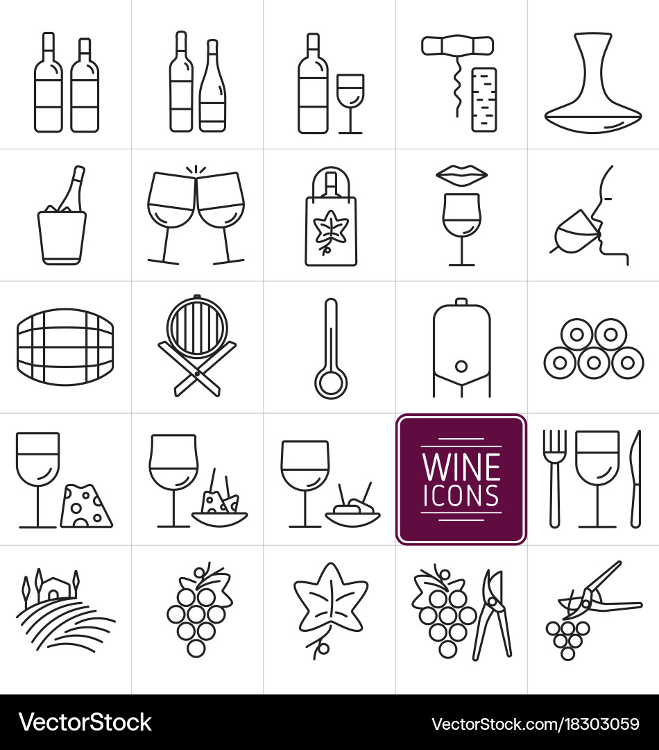 Wine icons Royalty Free Vector Image - VectorStock