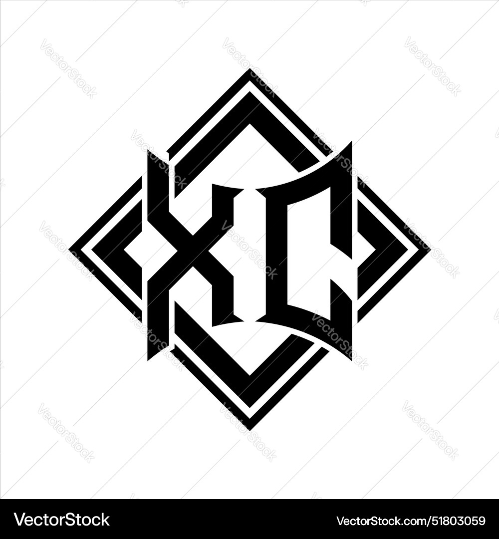 Xc letter logo with abstract shield shape Vector Image