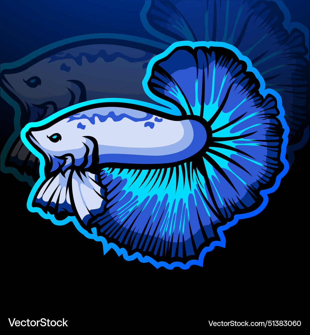 Betta fish mascot esport logo design Royalty Free Vector