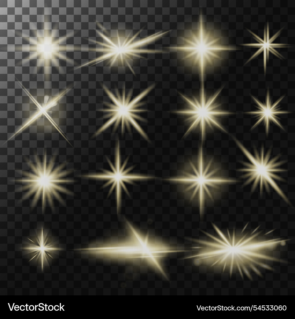 Bright flashes of light glowing stars overlay Vector Image