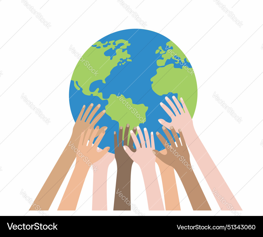 Diverse people hands holding globe earth care Vector Image