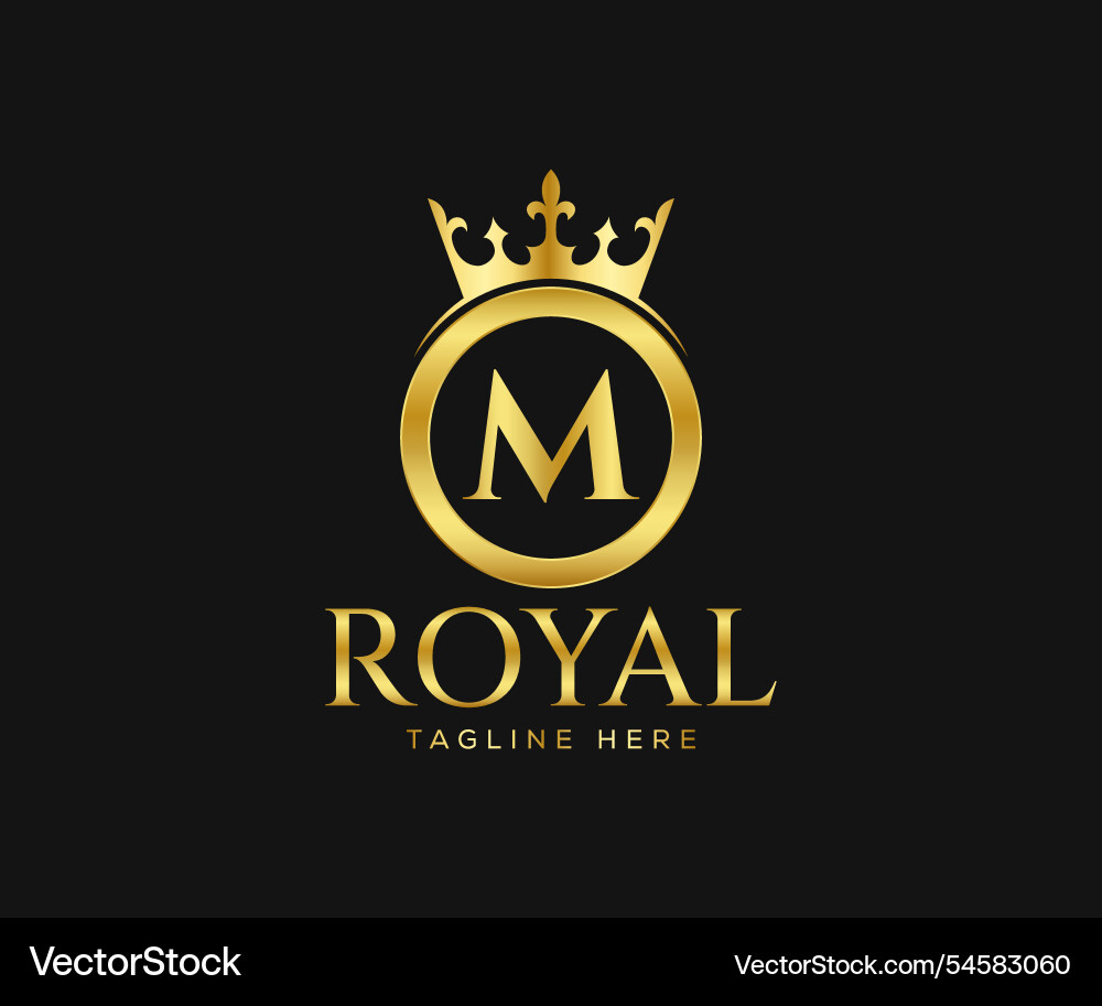 Luxurious royal m letter logo design Royalty Free Vector