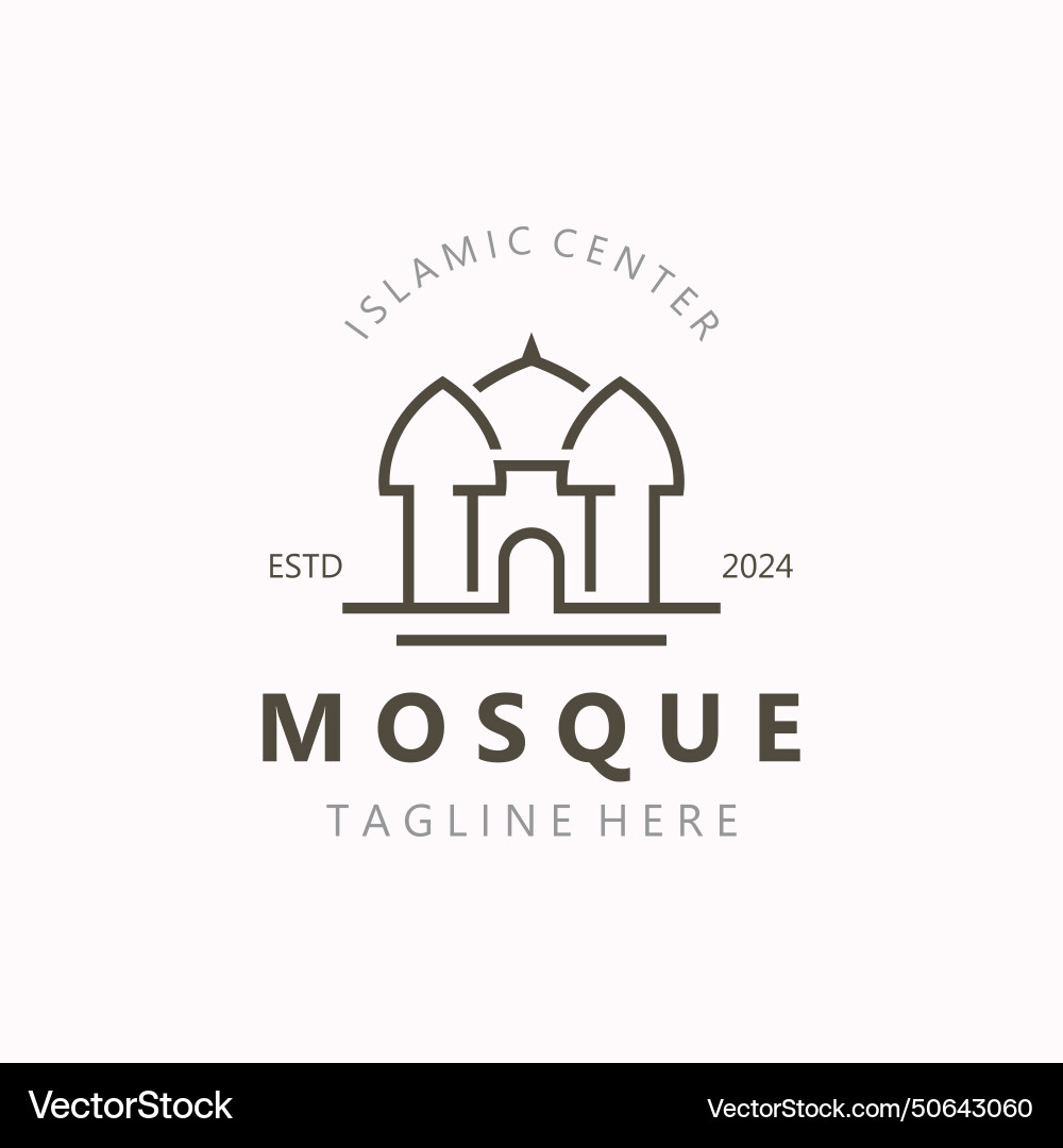 Mosque logo design simple islamic architecture Vector Image