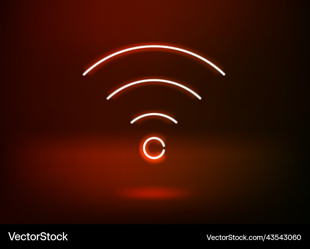 Neon glowing wifi icon 3d Royalty Free Vector Image