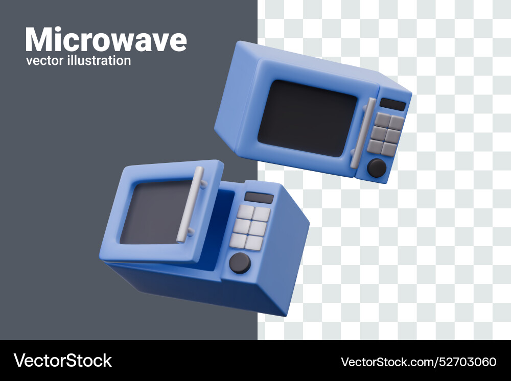 Realistic microwave with closed and open doors Vector Image